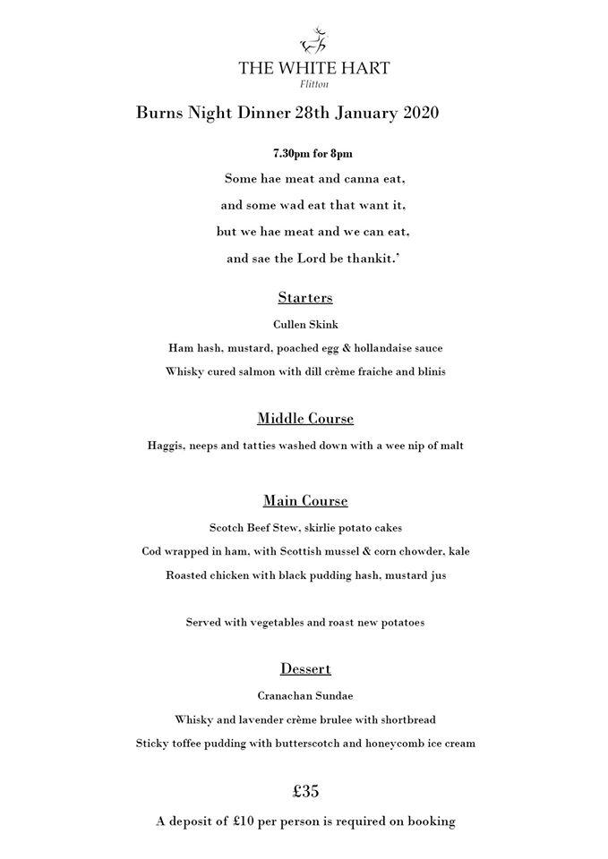 Menu at The White Hart Flitton pub & bar, Westoning