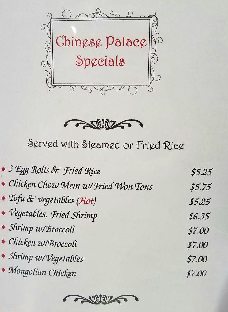 Menu at Chinese Palace Restaurant, Silver City