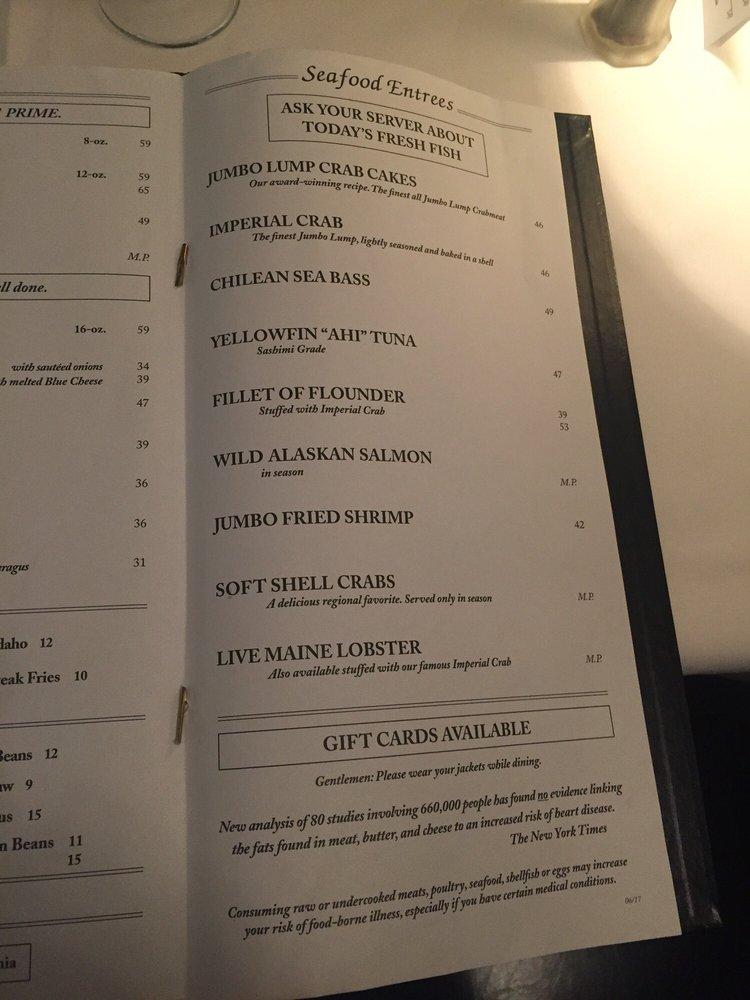 Menu at The Prime Rib pub & bar, Washington