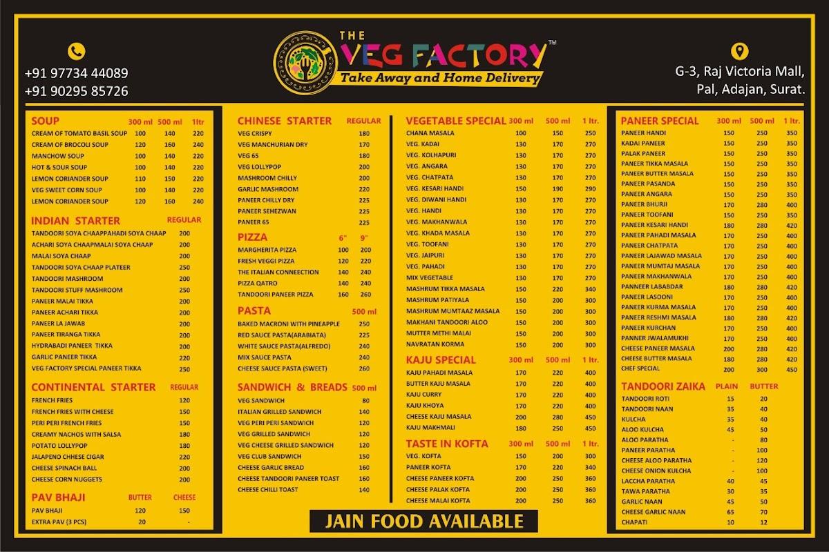 Menu at The Veg Factory, Surat, G-3