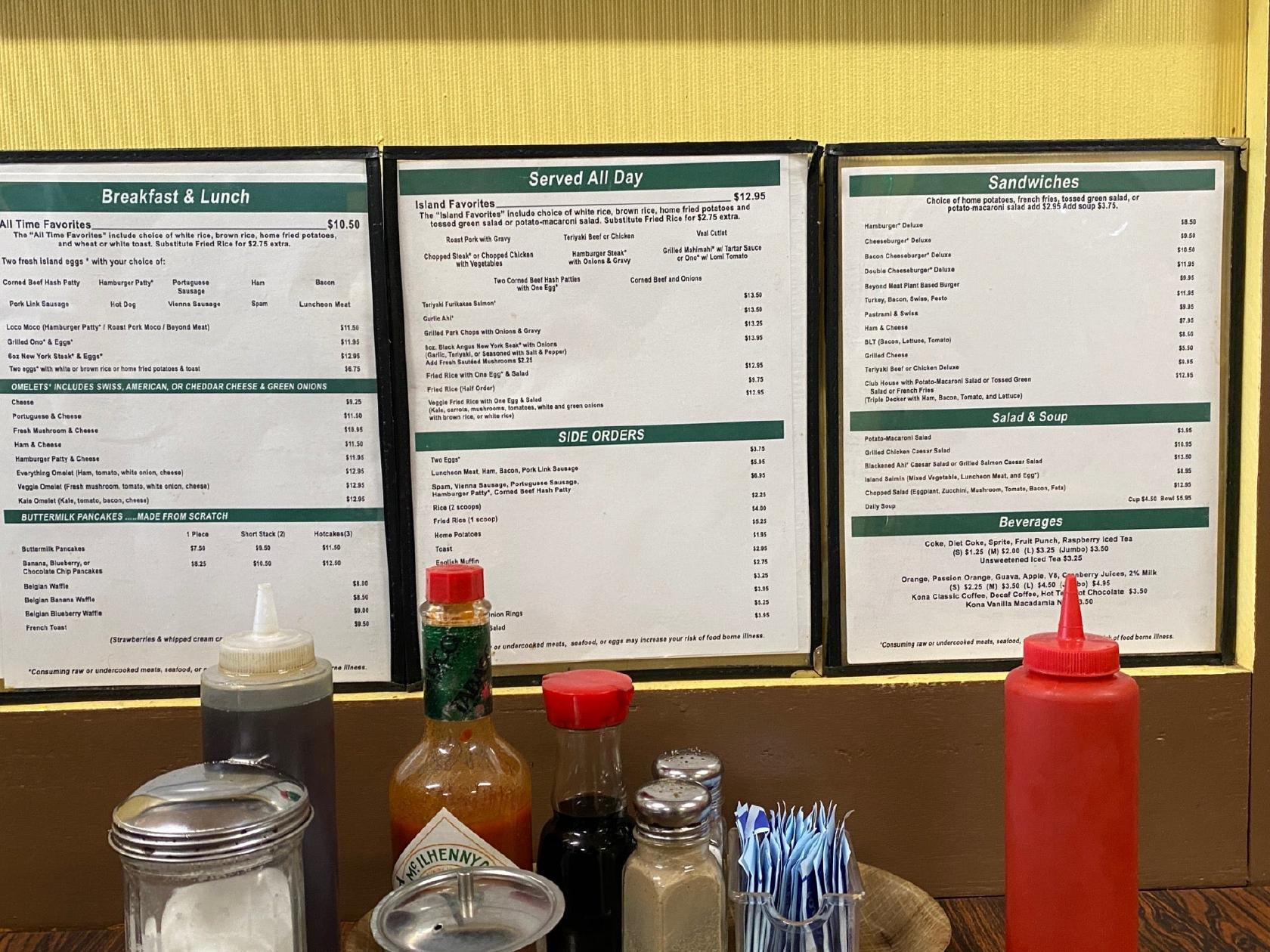 Menu at Times Coffee Shop Kailua restaurant, Kailua, 153 Hamakua Dr Ste A