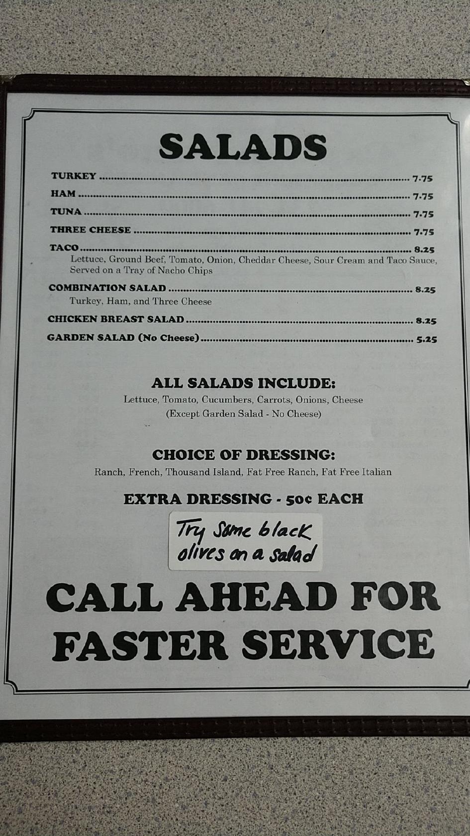 Menu at Captain Nemo's Sandwiches restaurant, Romulus