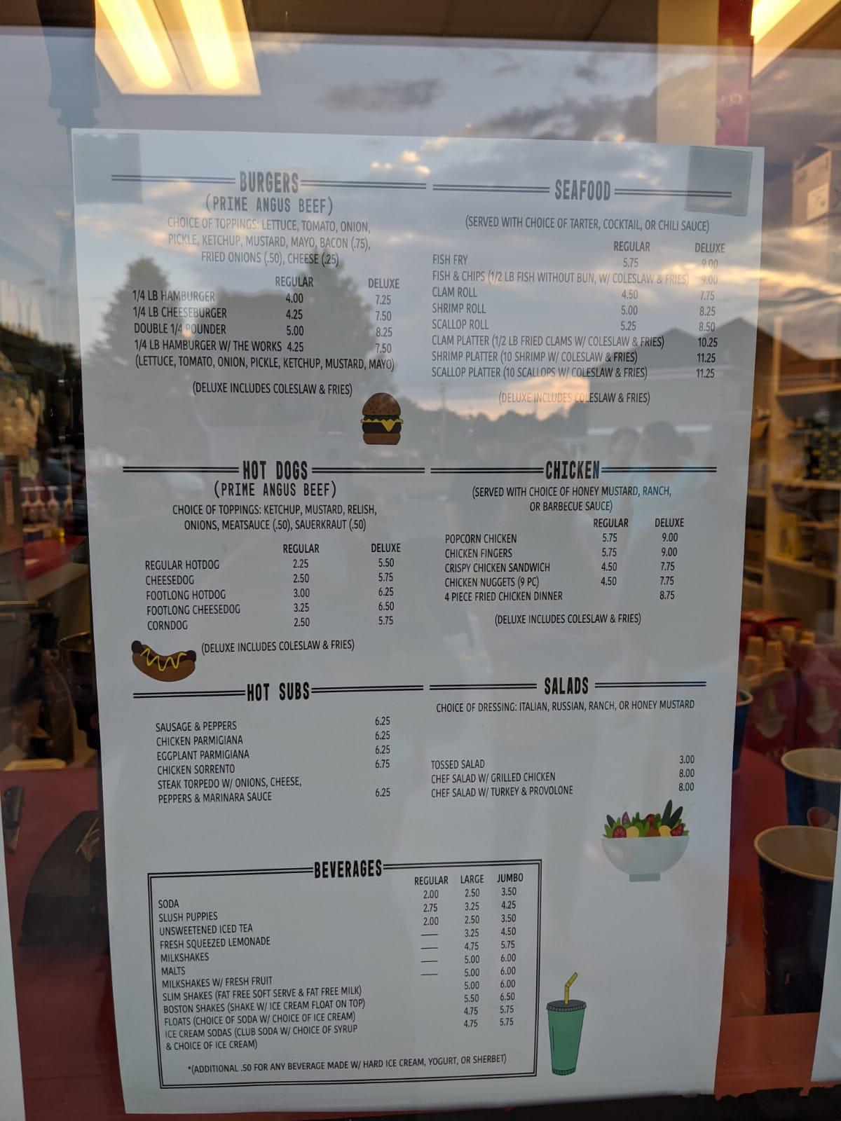 Menu at Corner Ice Cream Store restaurant, Schenectady