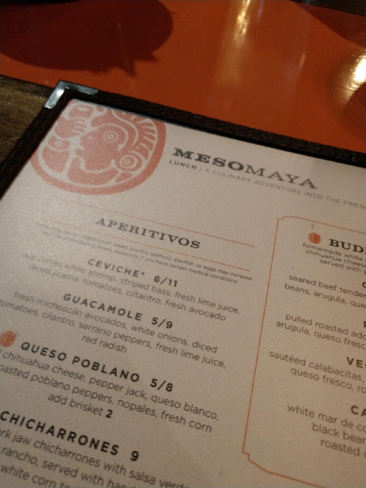 Menu at Meso Maya Comida y Copas pub & bar, Dallas, Belt Line Rd