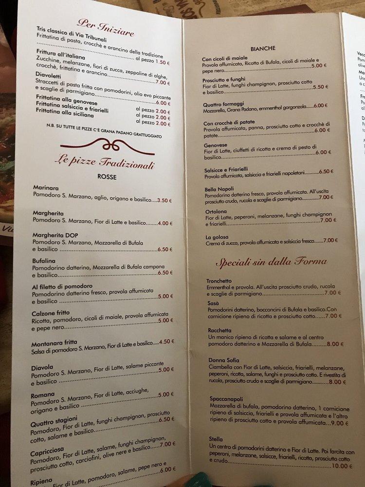 Menu at Pizzeria Donna Sofia Ai Tribunali Napoli, Naples