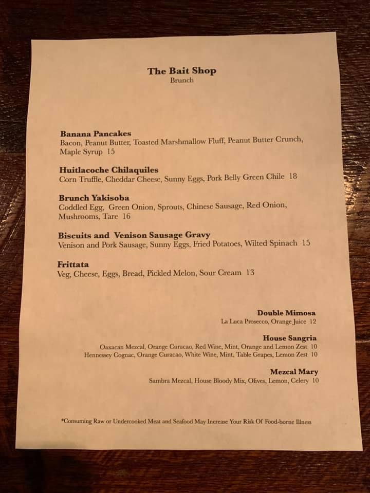 Menu at The Bait Shop pub & bar, Valparaiso