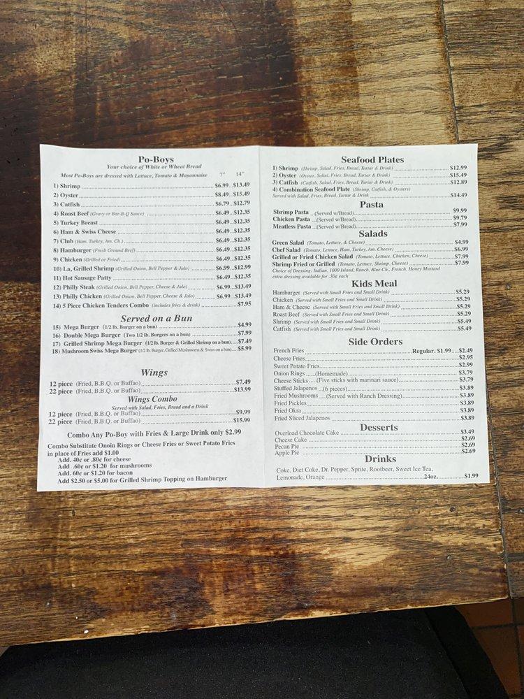 Menu at Adams restaurant, Baton Rouge