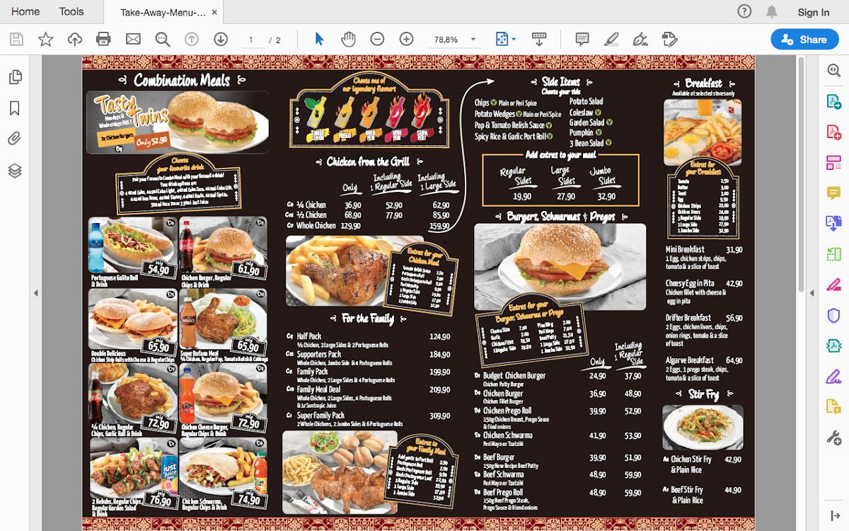 Menu at Barcelos Fourways Mall, Randburg
