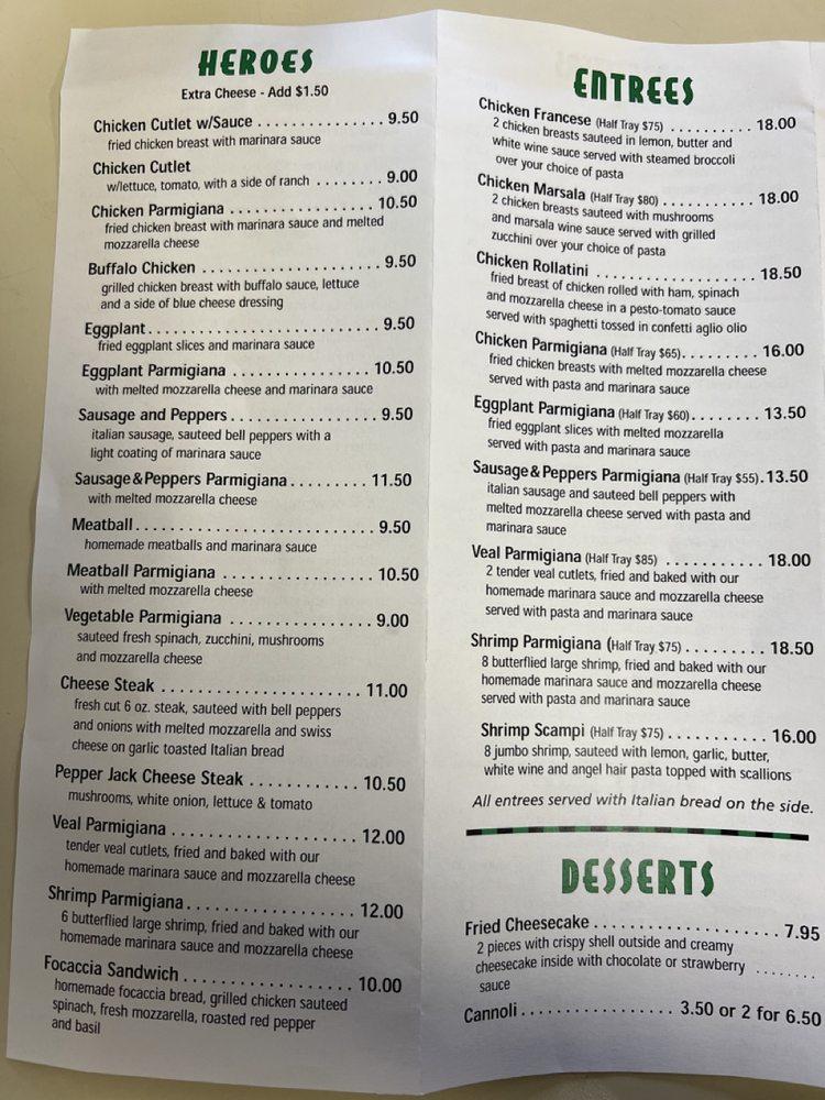 Menu at Brooklyn Pizza Co. pizzeria, Wilmington, Market St