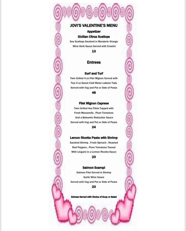 Menu at Jovi's restaurant, Buffalo