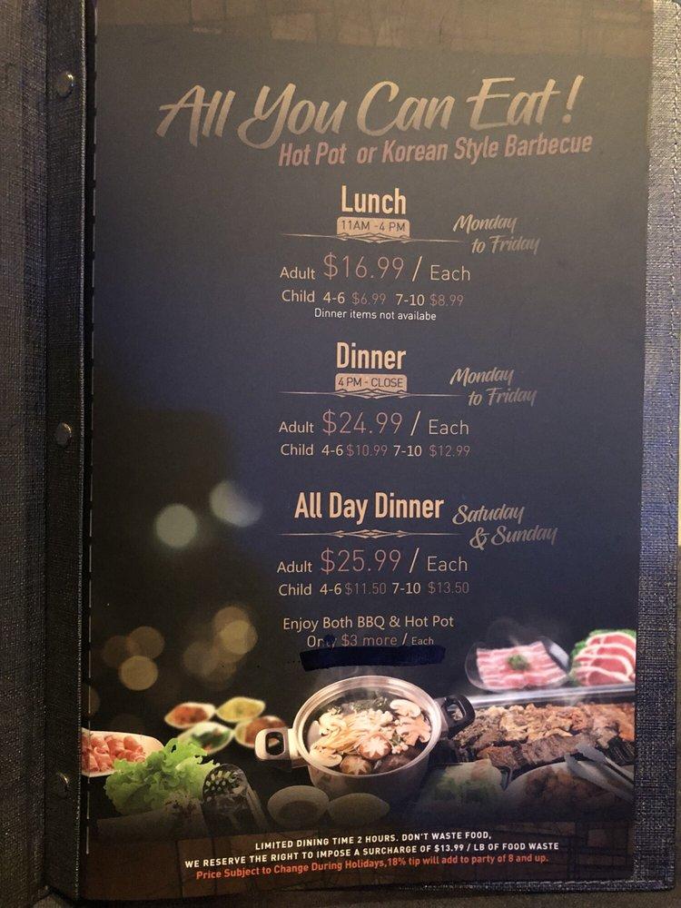 Menu at KPot Korean BBQ & Hot Pot, Rockville