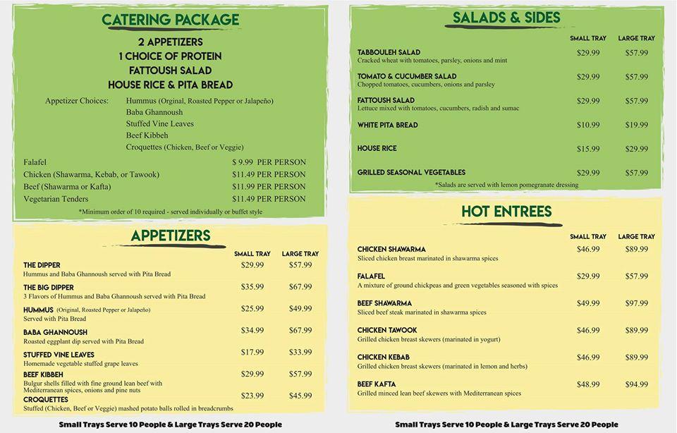 Menu at Mediterranean Bite restaurant, Fremont