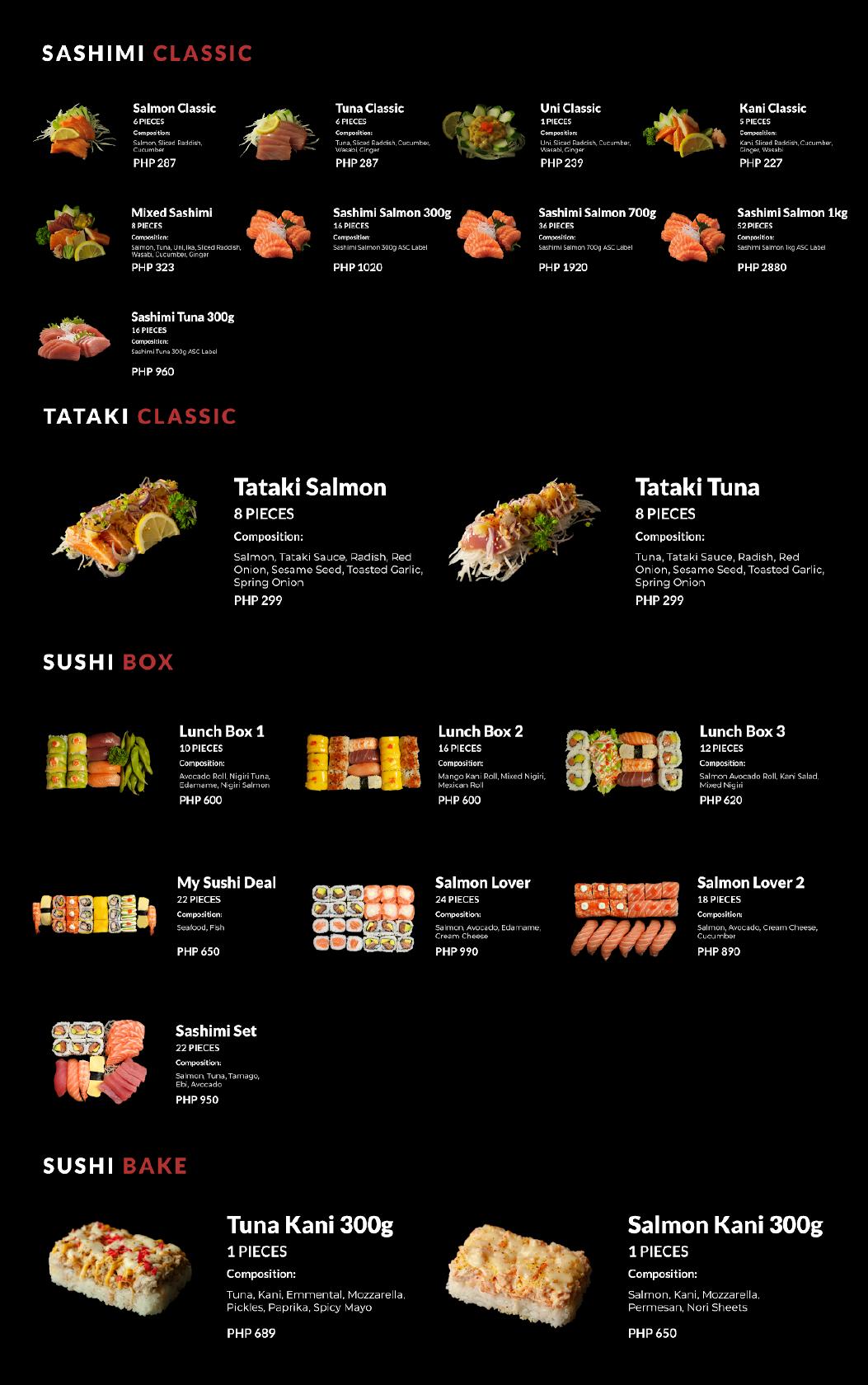 Menu at My Sushi Sushi & Sashimi Delivery restaurant, Quezon City