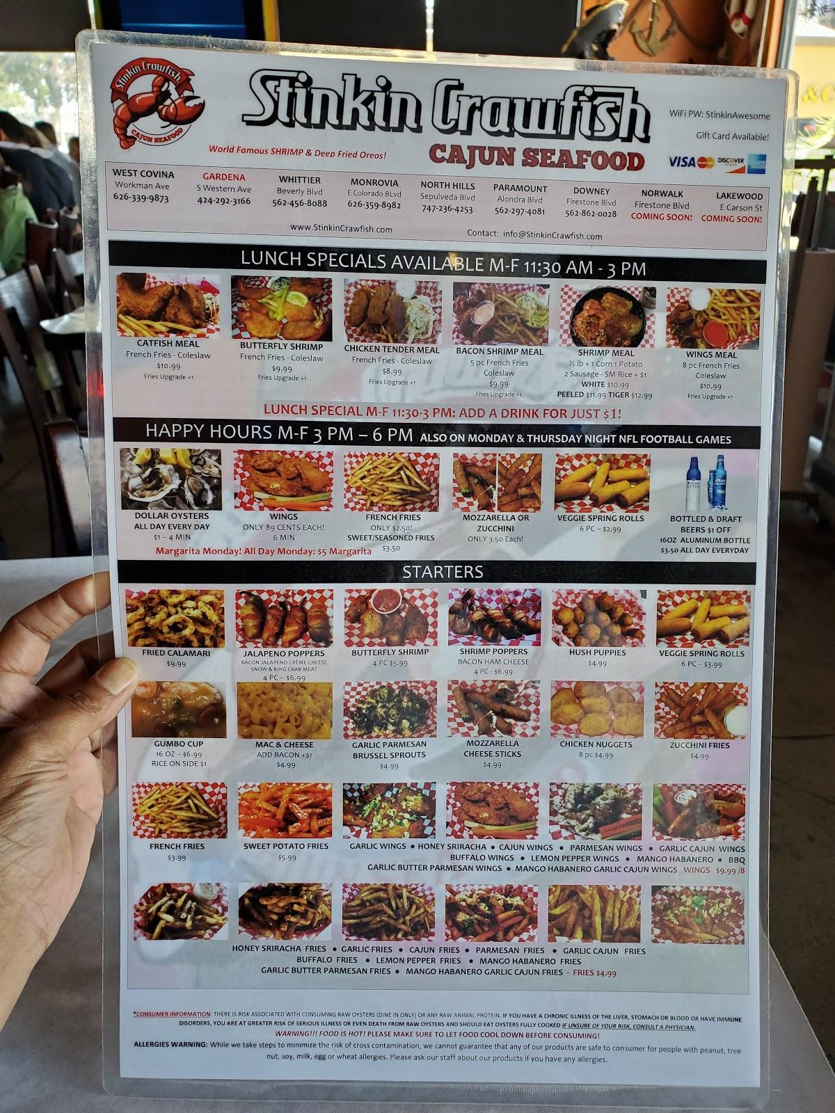 Menu at Stinkin Crawfish of Gardena pub & bar, Gardena