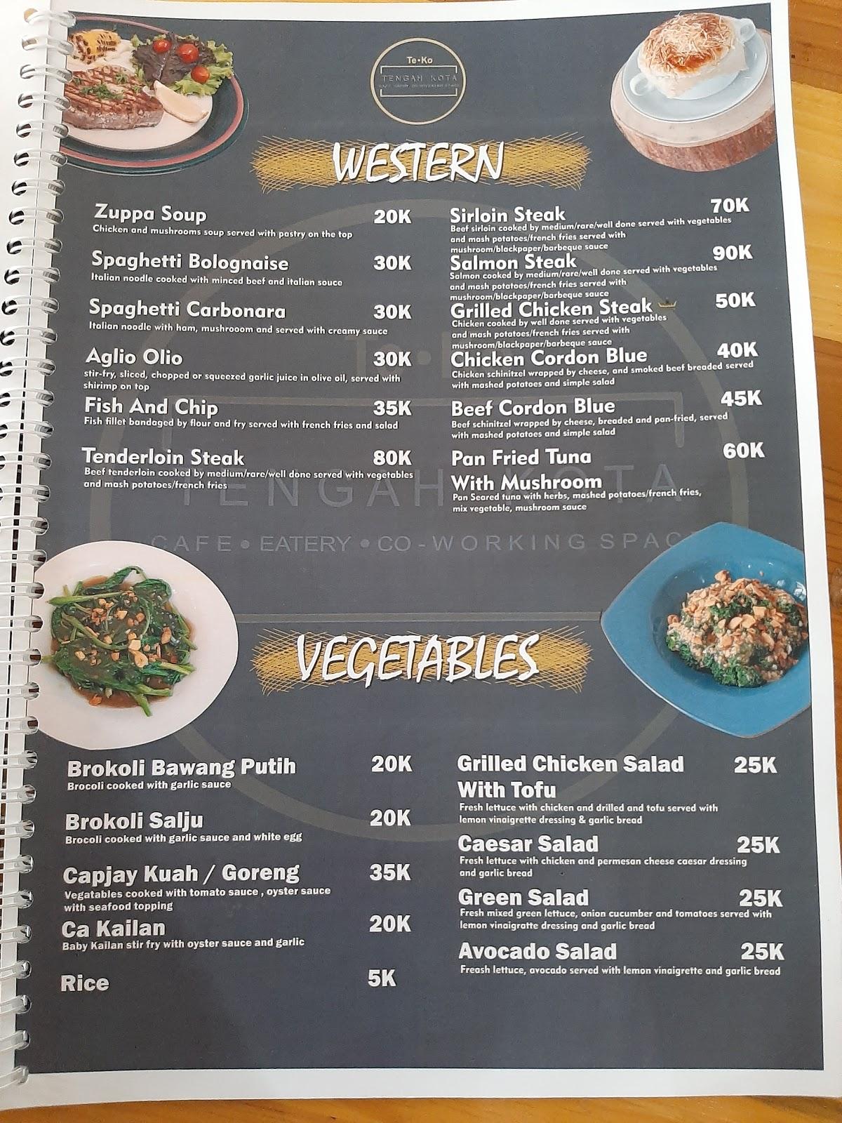 Menu at TENGAH KOTA CAFE, EATERY AND CO-WORKING SPACE, Semarang