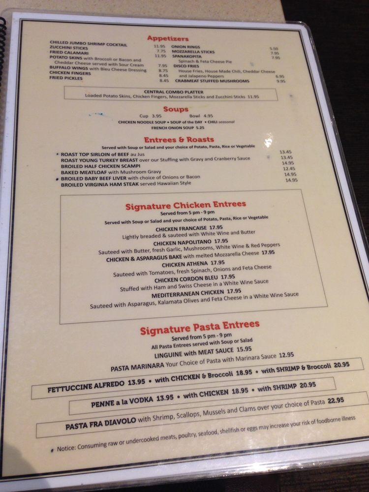 Menu at Central Diner & Grille restaurant, Pittsburgh