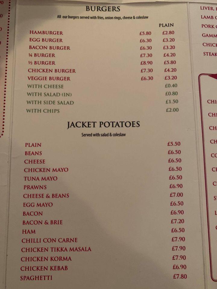 Menu at Izzi cafe, Canvey Island