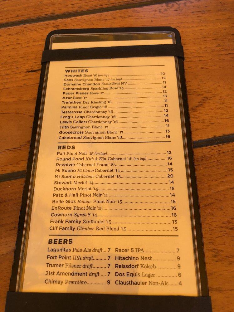 Menu at R+D Kitchen restaurant, Yountville
