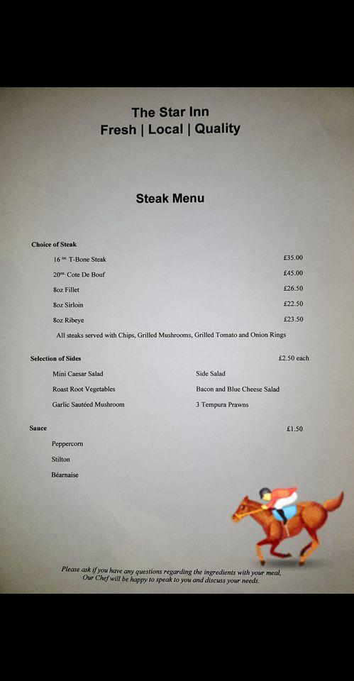 Menu at The Star Inn pub & bar, Pershore