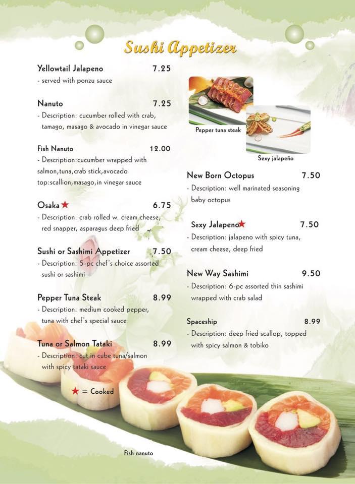 Menu at Yoka Youngsville restaurant, Youngsville