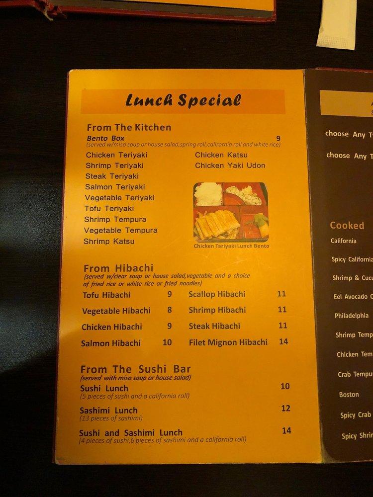 Menu at Aki Japanese Steakhouse and Sushi Bar, Altoona