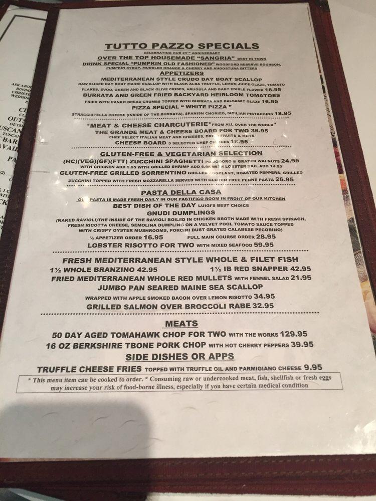 Menu at Posto Pazzo restaurant, Huntington, 84 New York Ave