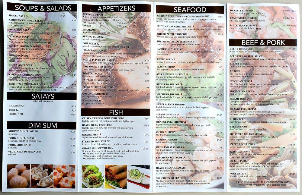 Menu at Mr. Chef's restaurant, Aventura