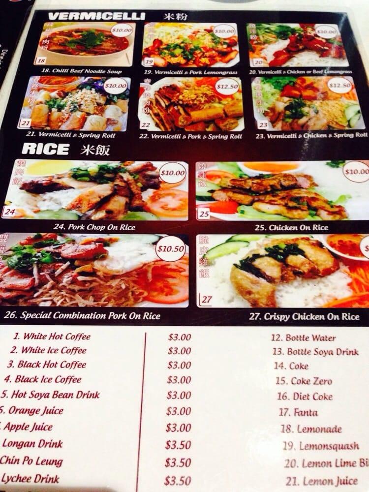 Menu at Pho 66 restaurant, Carnegie