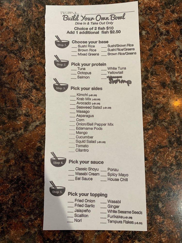 Carta del restaurante Poke Stop, Fort Worth