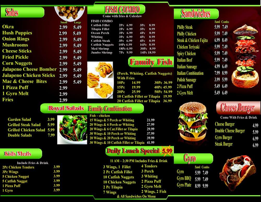 Menu at Royal Fish And Chicken restaurant, Indianapolis, E 38th St