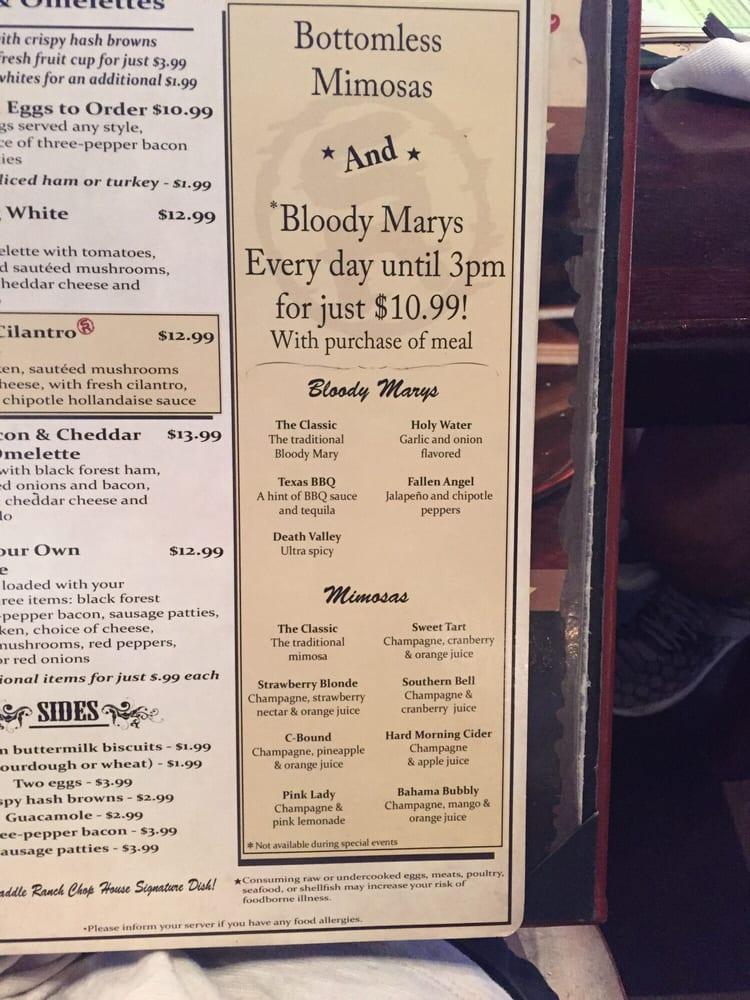 Menu at Saddle Ranch Chop House pub & bar, Orange