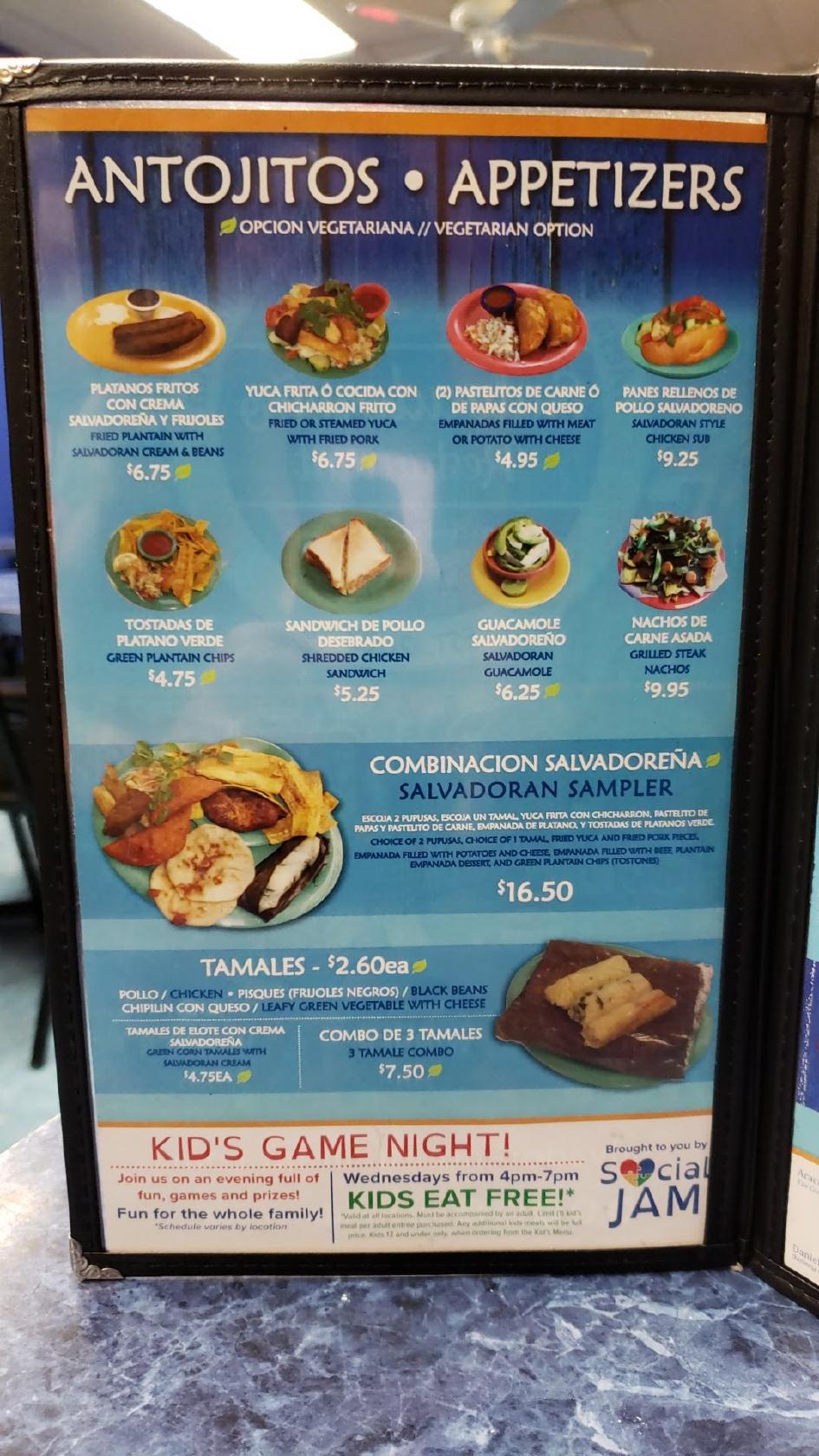 Menu at Salvadoreño Restaurant - Mesa Dr - Pupusas, Mesa, 303 E ...