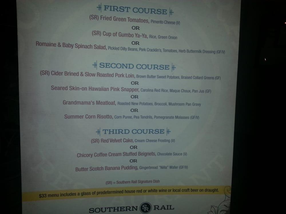 Menu at Southern Rail Restaurant, Phoenix