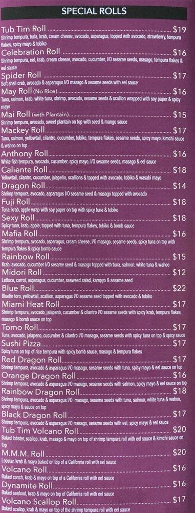 Menu at Tub Tim Thai & Sushi Restaurant, Wellington, FL-7 #100