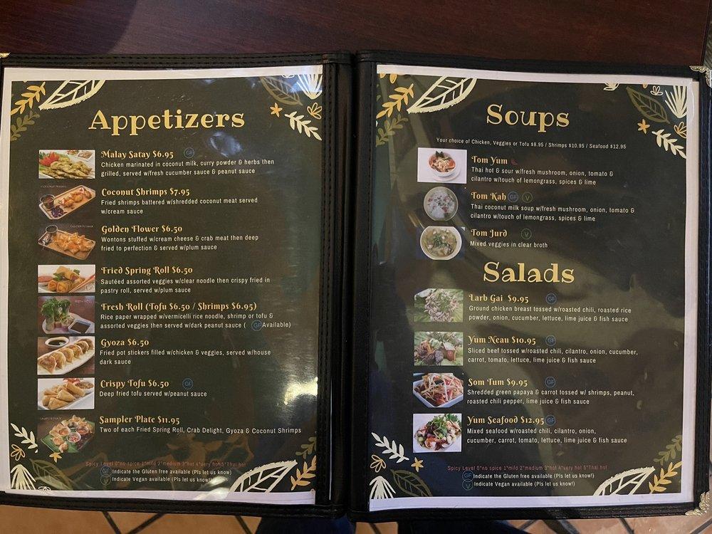 Menu at Bai Tong restaurant, Loveland