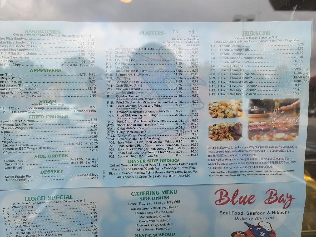 Menu at Blue Bay restaurant, Philadelphia, City Ave