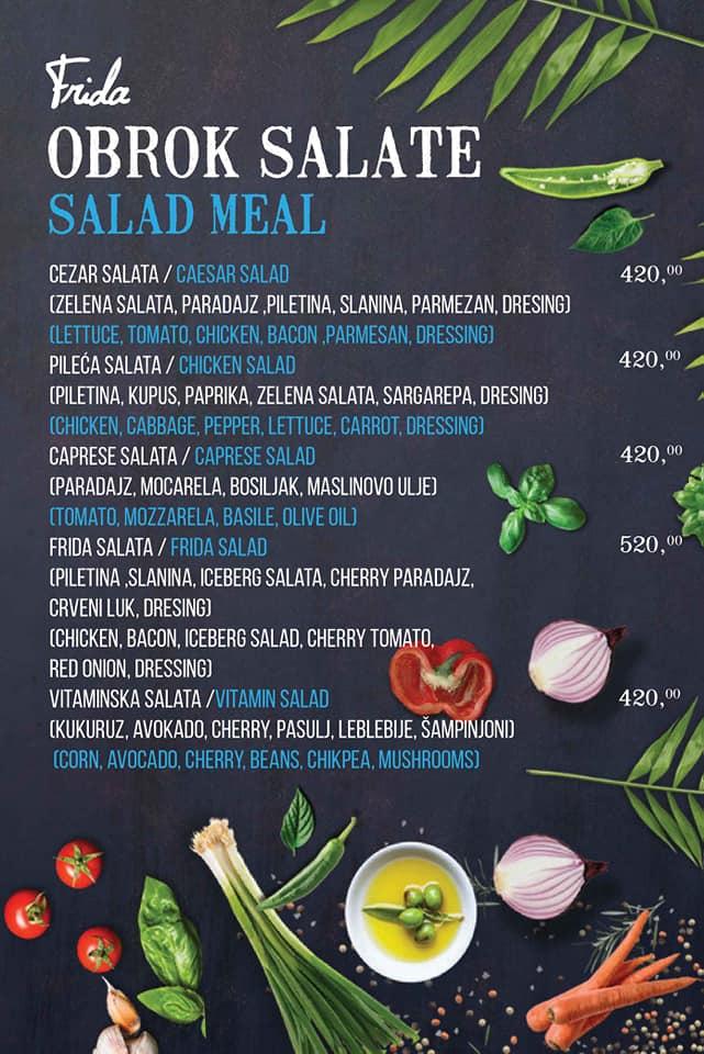 Menu at FRIDA sugar art & tapas Bar, Kikinda