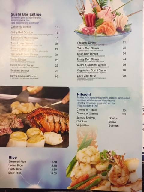 Menu at Kawa Sushi restaurant, Massapequa, 630 Broadway