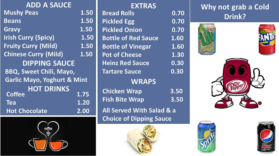 Menu at Kilgetty Fish Bar, Kilgetty