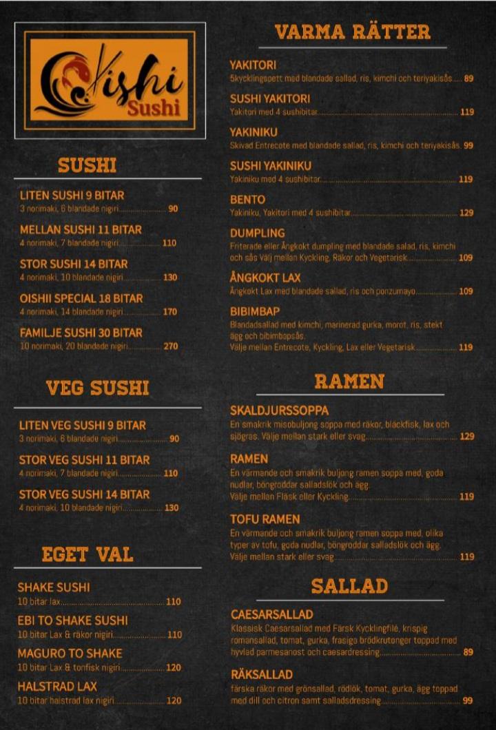 Menu at Oishi Sushi Knivsta restaurant, Knivsta