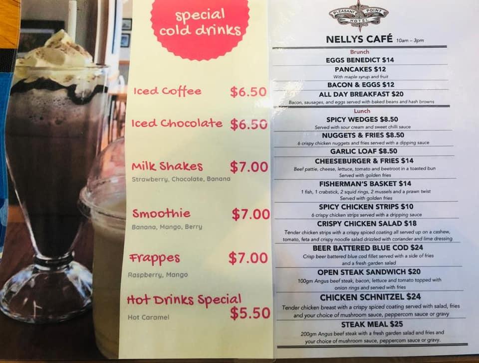 Menu at Pleasant Point Hotel pub & bar, Pleasant Point