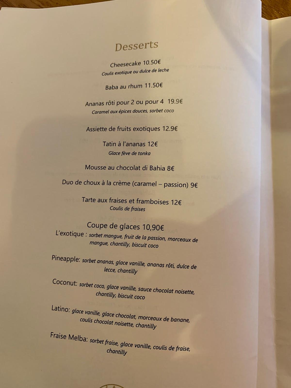 Menu au BAHIA TIKKA restaurant, Pornichet