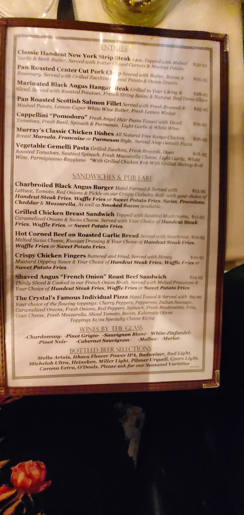 Menu at Crystal Inn pub & bar, USA, 12 Amity Rd
