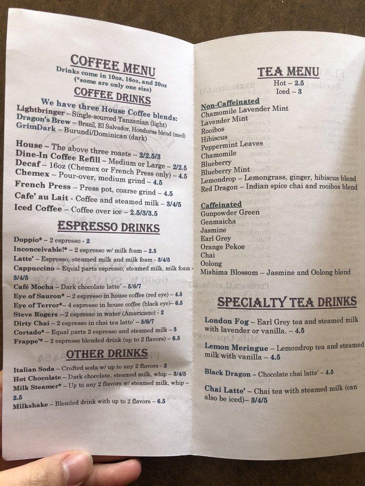 Menu at Dragon's Roost Coffee & Games restaurant, Holland