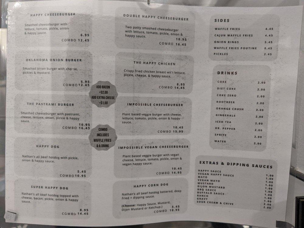 Carta del restaurante Happy Burger - Lippincott St., Toronto