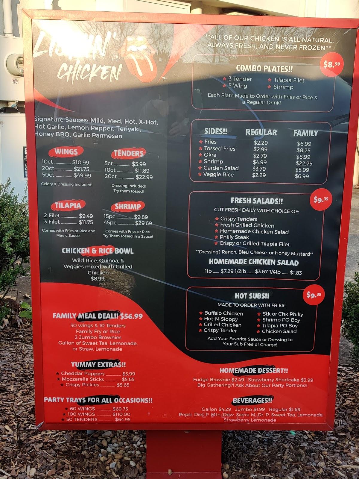Carta del restaurante LICKIN' CHICKEN, Stockbridge
