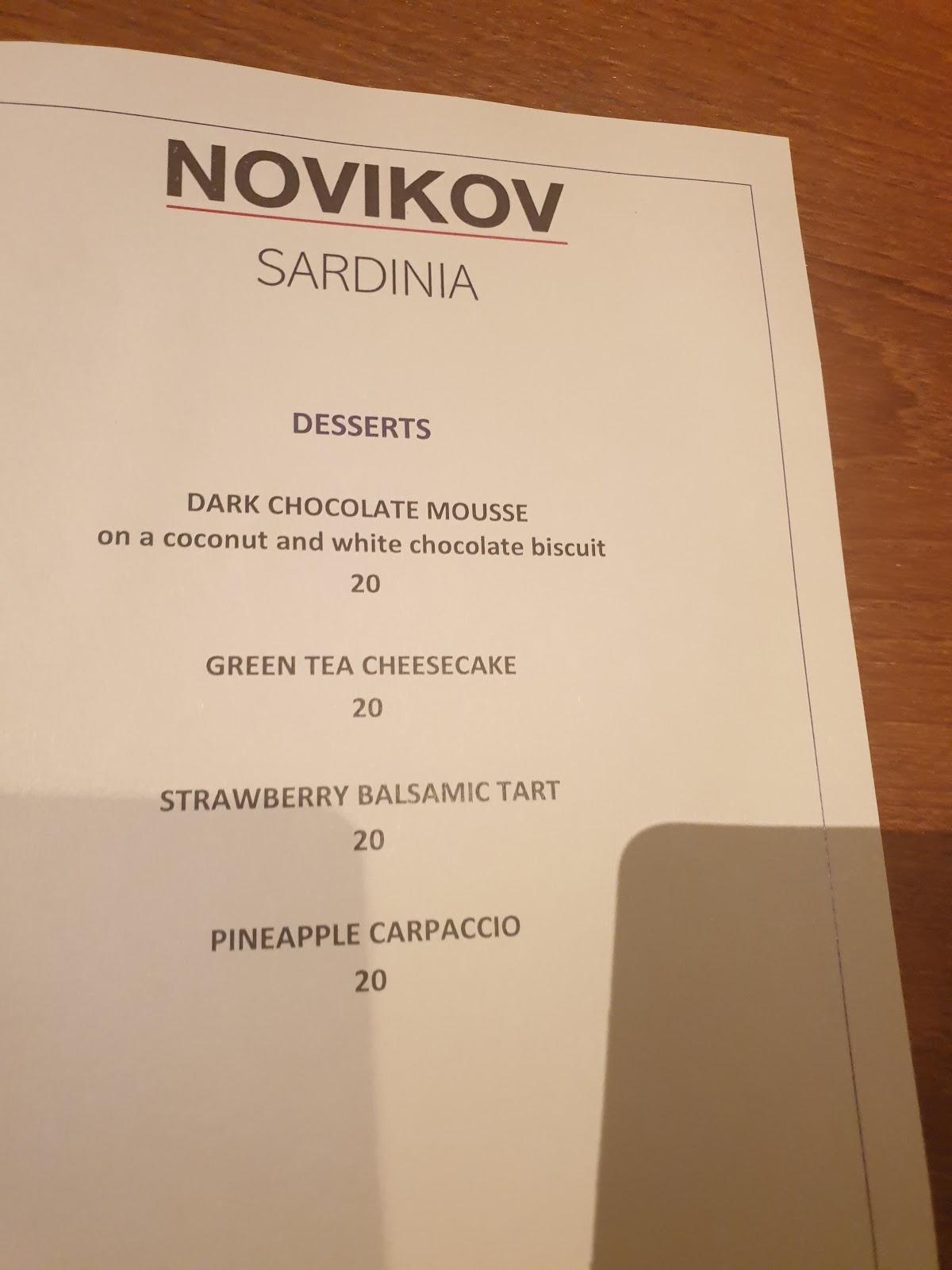Menu da novikov porto cervo pub & bar, Porto Cervo