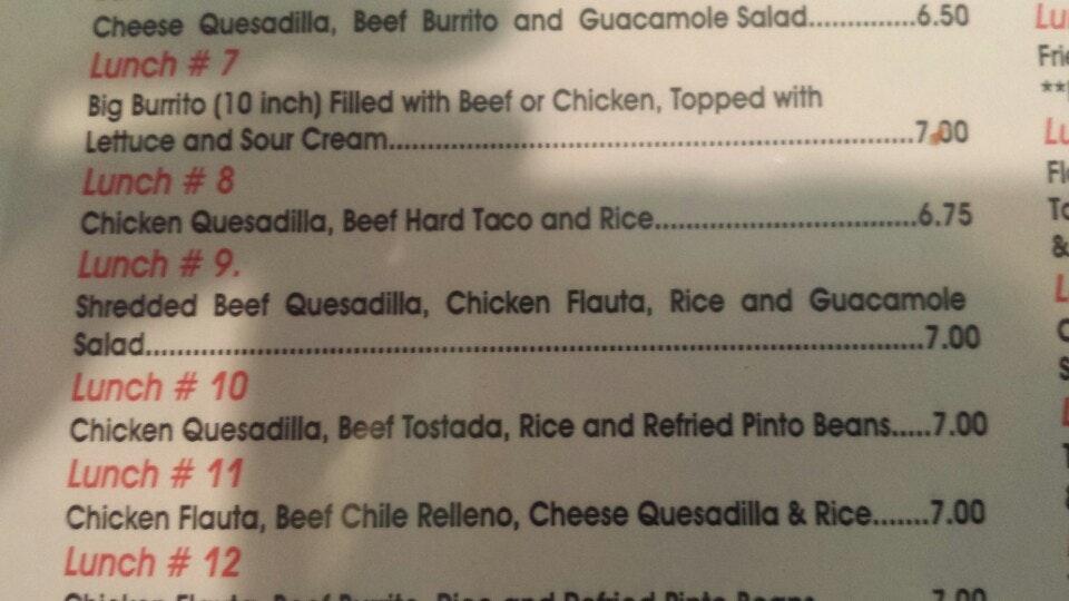 Menu at Rey Azteca New Kensington restaurant, New Kensington, 100 ...