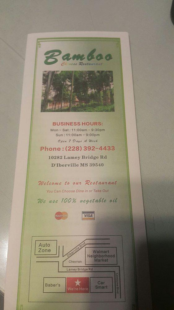 Menu at Bamboo Restaurant, D'Iberville