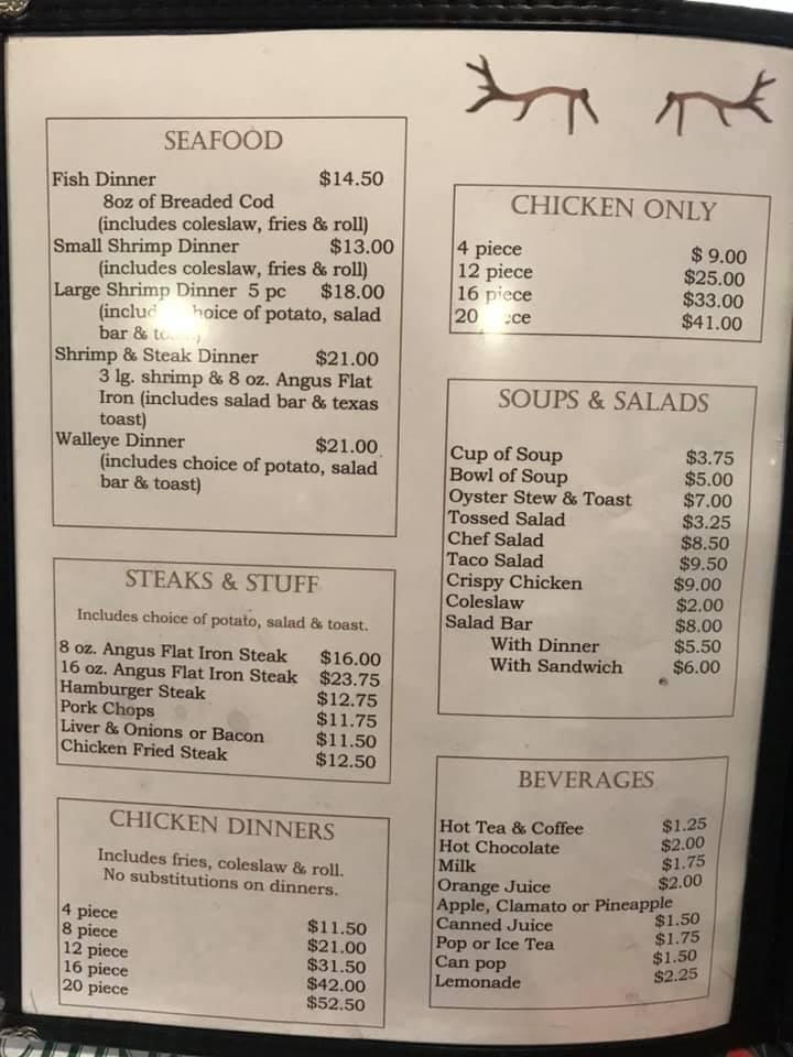 Menu at Buckhorn Bar & Cafe, Poplar